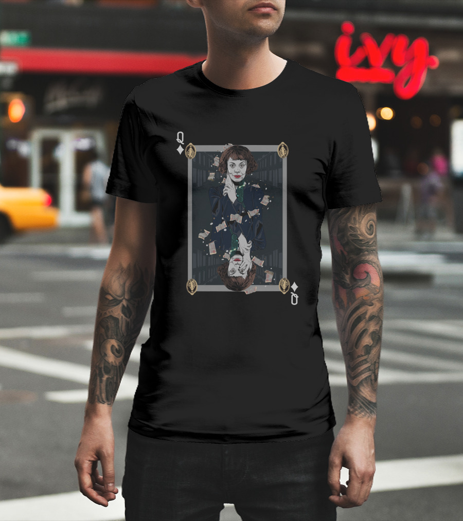 Polly Gray Queen Of Diamonds Playing Card T-Shirt