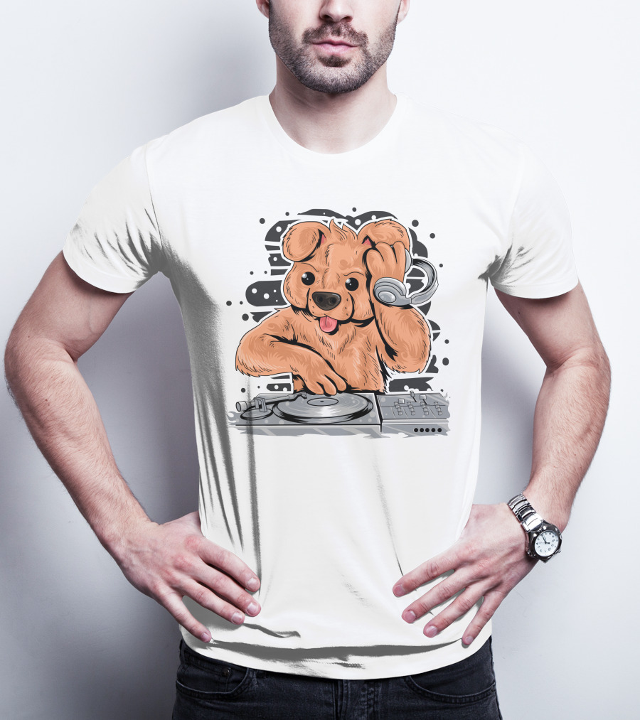 DJ Teedy Bear Mixing Beats With Headphones T-Shirt