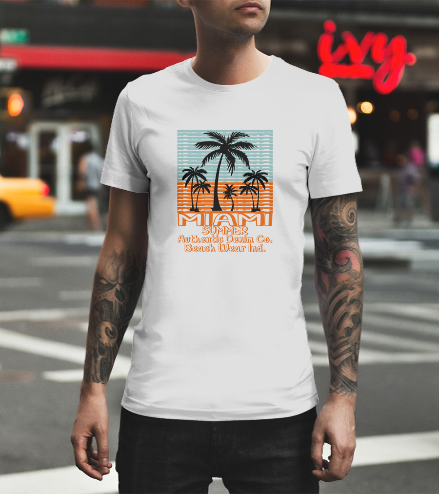 MIAMI SUMMER Authentic Denim Co. Beach Wear Ind T-Shirt