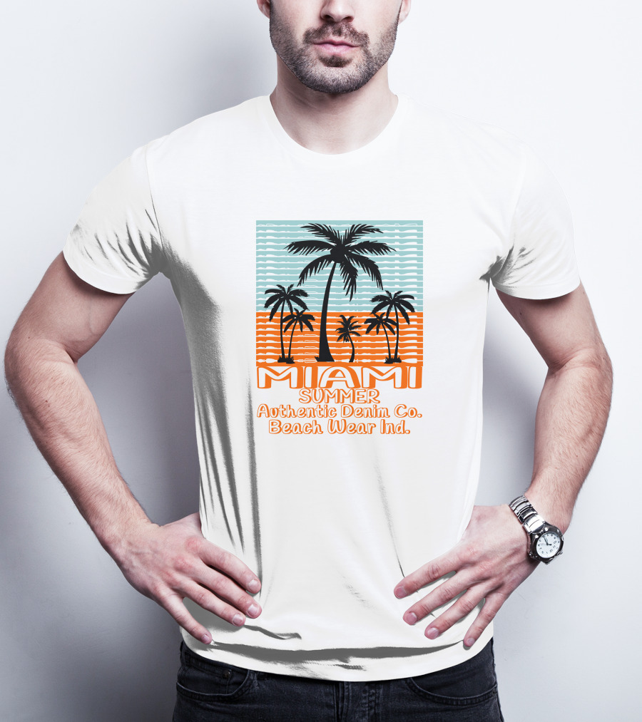 MIAMI SUMMER Authentic Denim Co. Beach Wear Ind T-Shirt