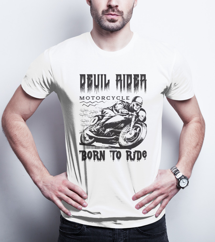 Devil Rider Motorcycle Born To Ride T-Shirt