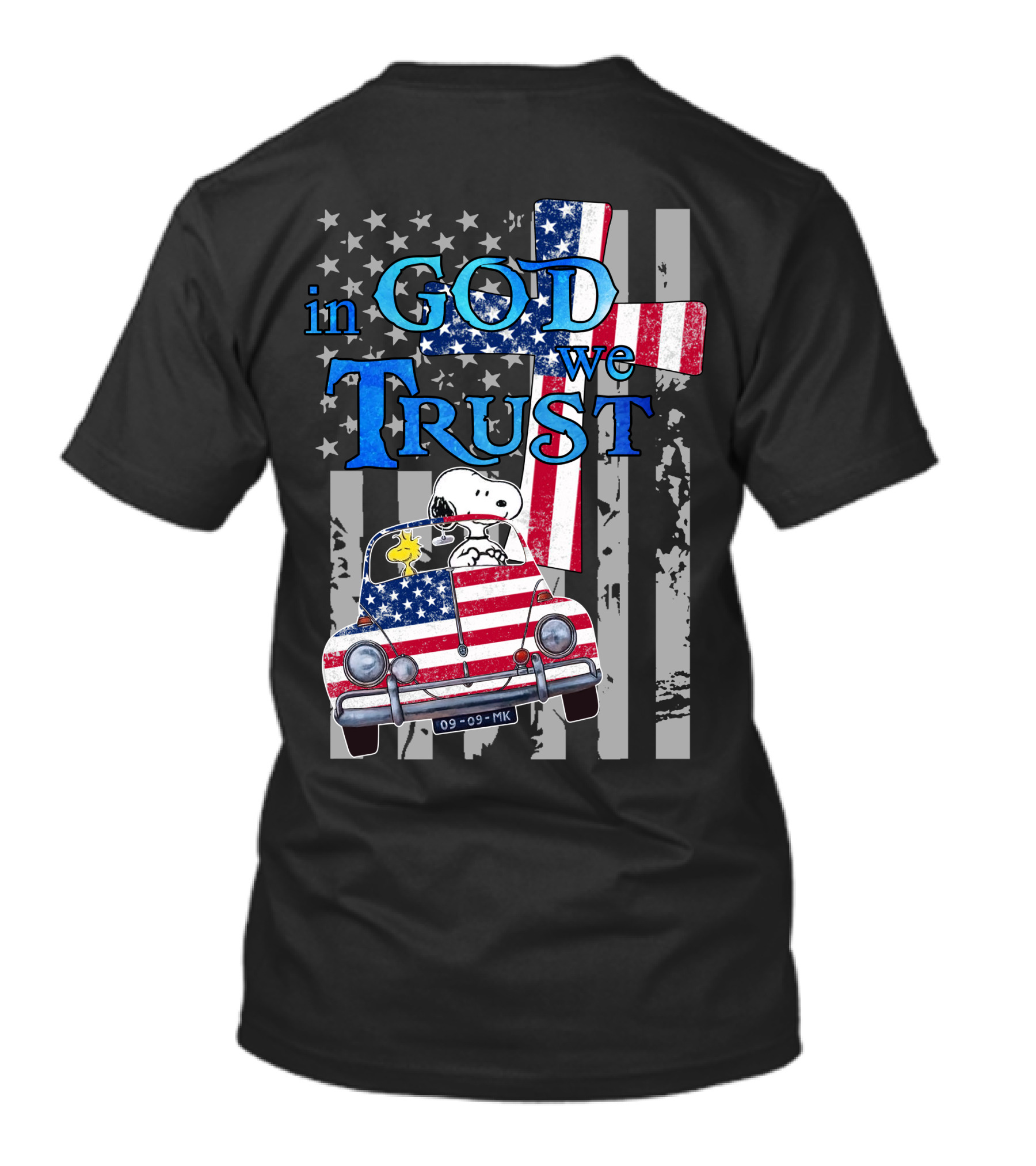 In God We Trust Snoopy Woodstock American Flag Car Patriot T-Shirt