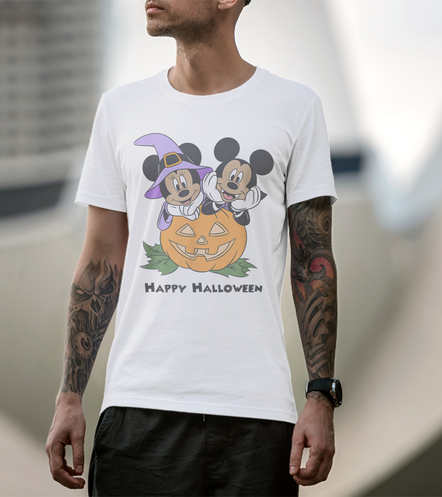 Happy Halloween Pumpkin Mickey And Minnie T-Shirt
