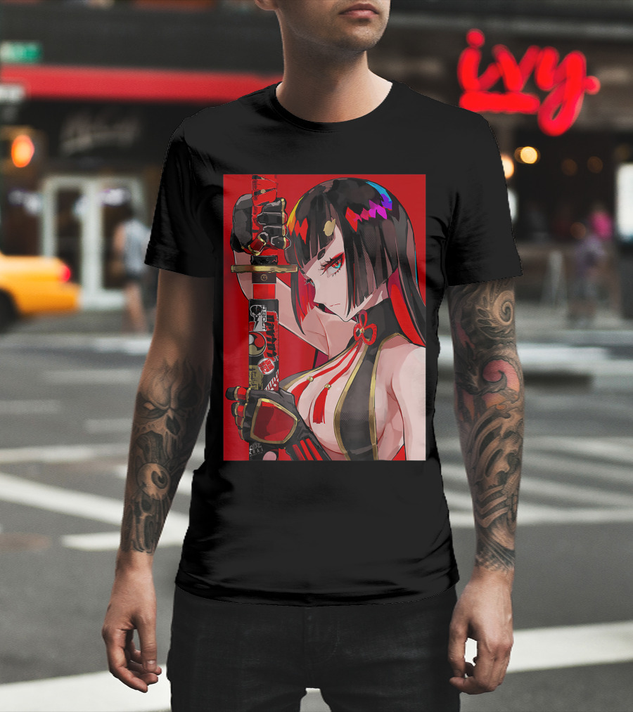 Anime Girl Japanese Aesthetic Katana Warrior Otaku T-Shirt