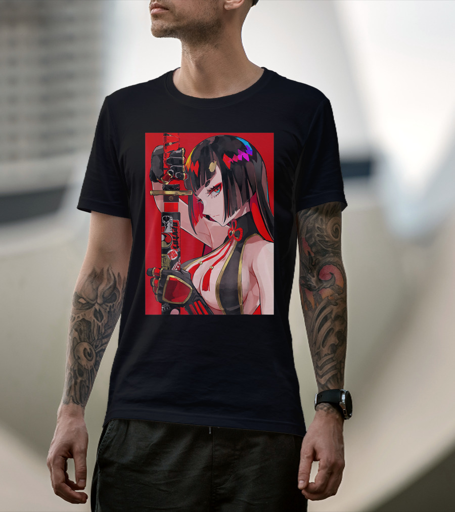 Anime Girl Japanese Aesthetic Katana Warrior Otaku T-Shirt