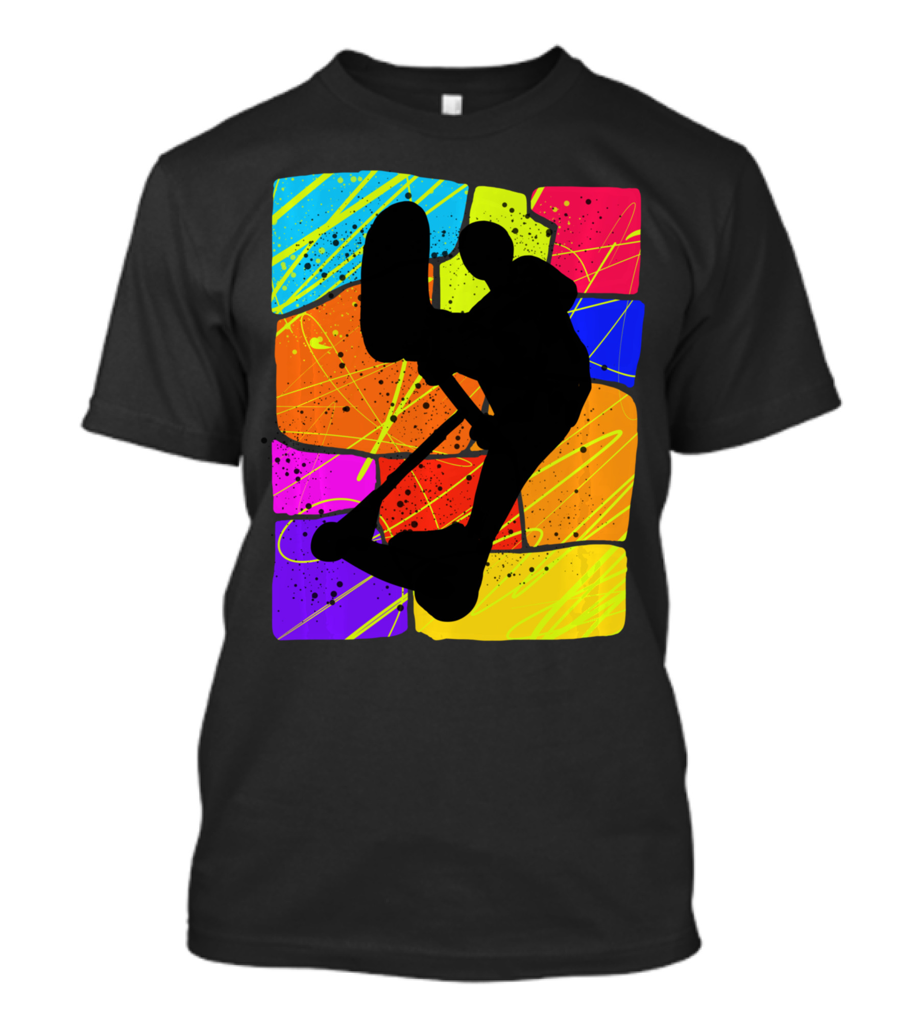Awesome Scooter Teens Colorful Silhouette Adventure T-Shirt