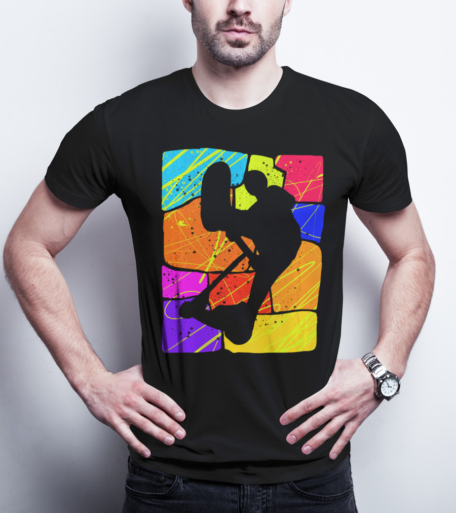 Awesome Scooter Teens Colorful Silhouette Adventure T-Shirt