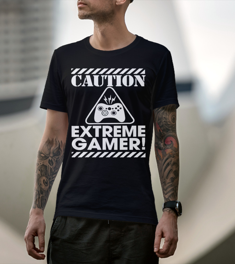 Caution Extreme Gamer Controller Warning T-Shirt