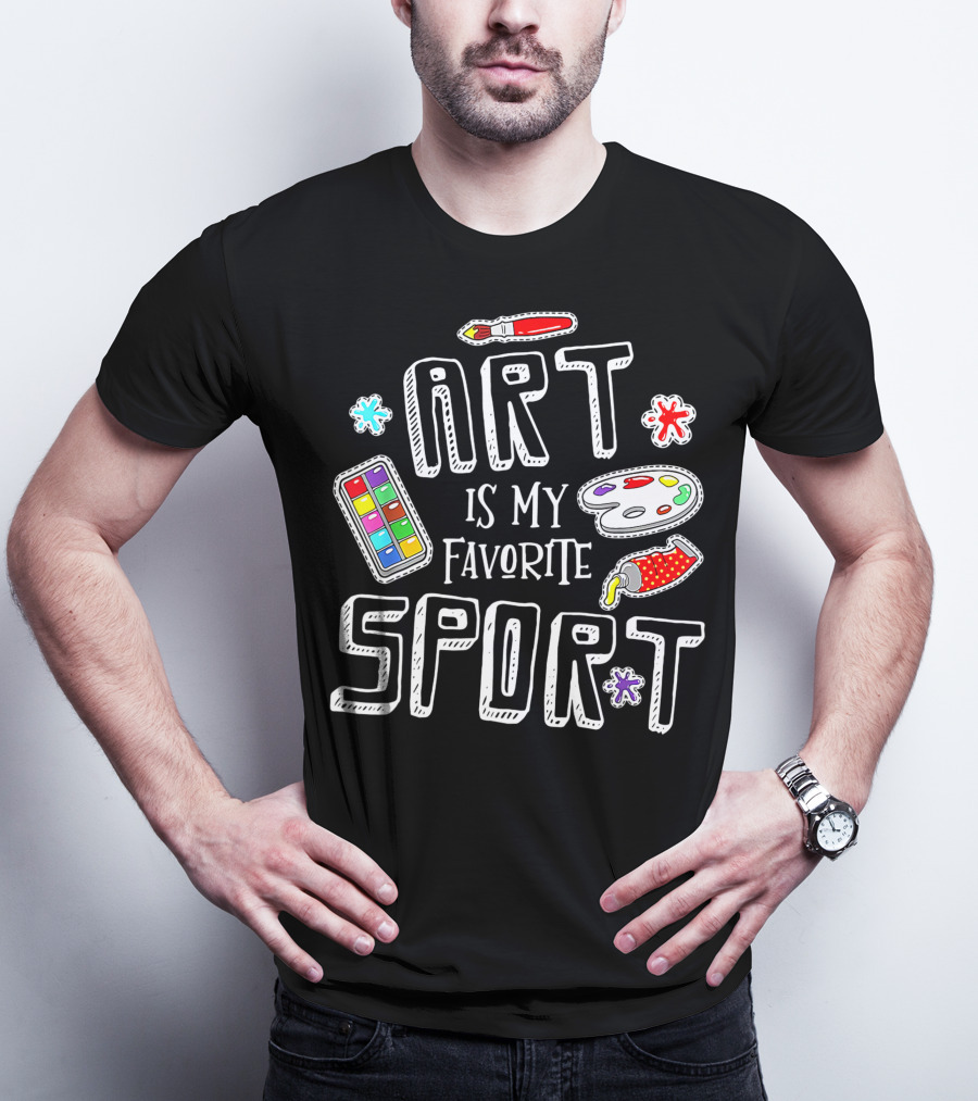 Art Is My Favorite Sport Painter's Palette Brushes Colors T-Shirt