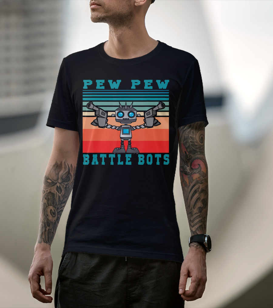 Pew Pew Battle Bots Robot Fighting Combat T-Shirt