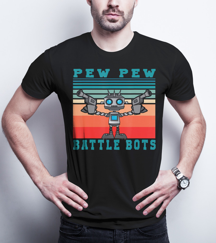 Pew Pew Battle Bots Robot Fighting Combat T-Shirt