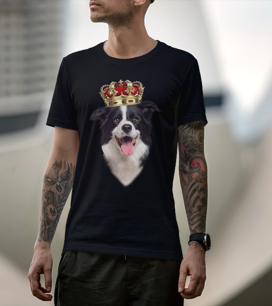 Royal Collie King Dog With Crown T-Shirt