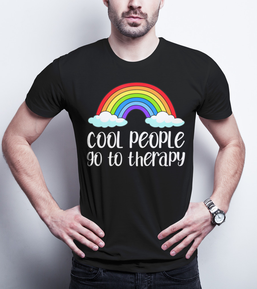Cool People Go To Therapy Rainbow Mental Health Awareness T-Shirt