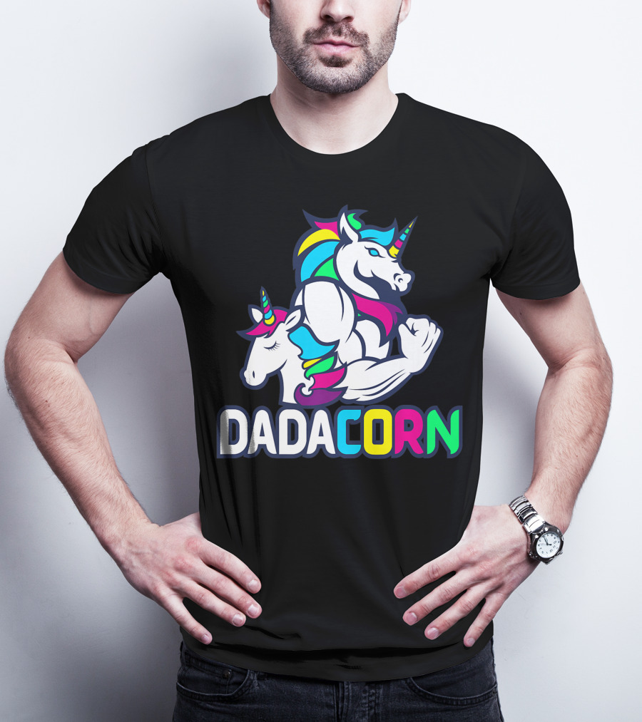 Dadacorn Unicorn Dad Muscle Rainbow Magic T-Shirt