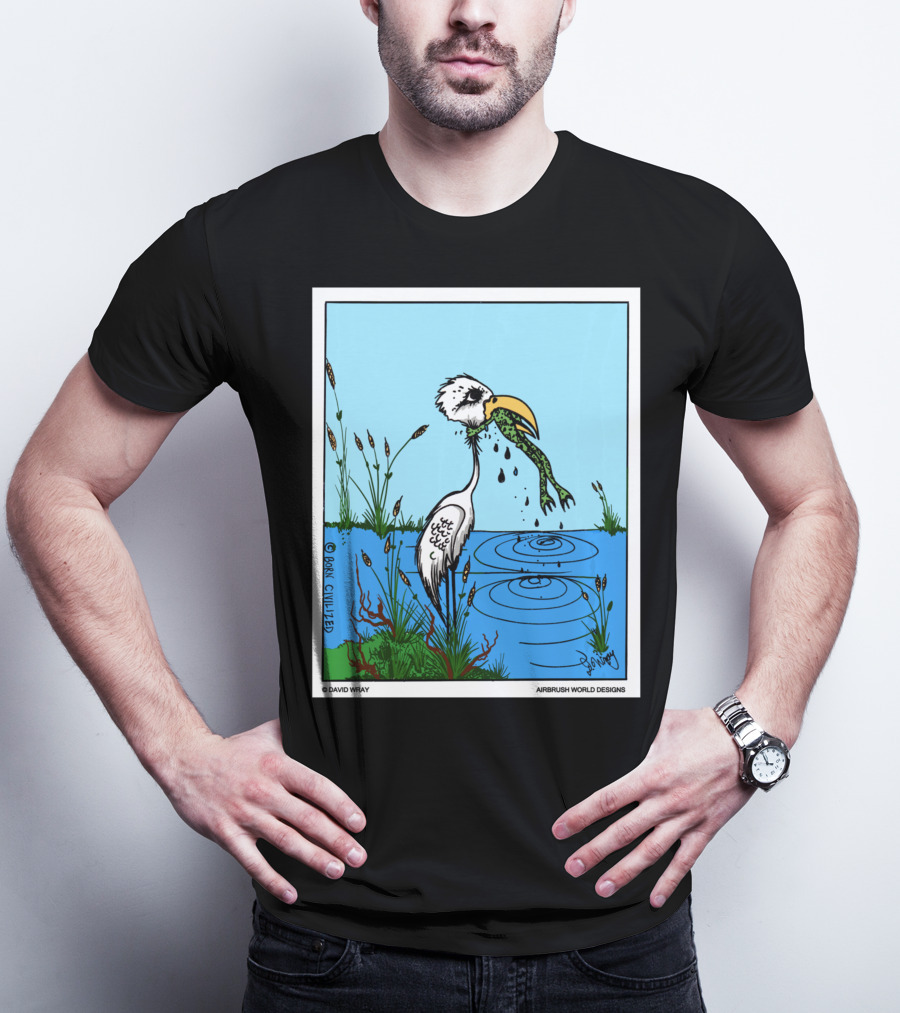 Dont Give Up Frog Bird Inspirational Cartoon By Airbrush World T-Shirt