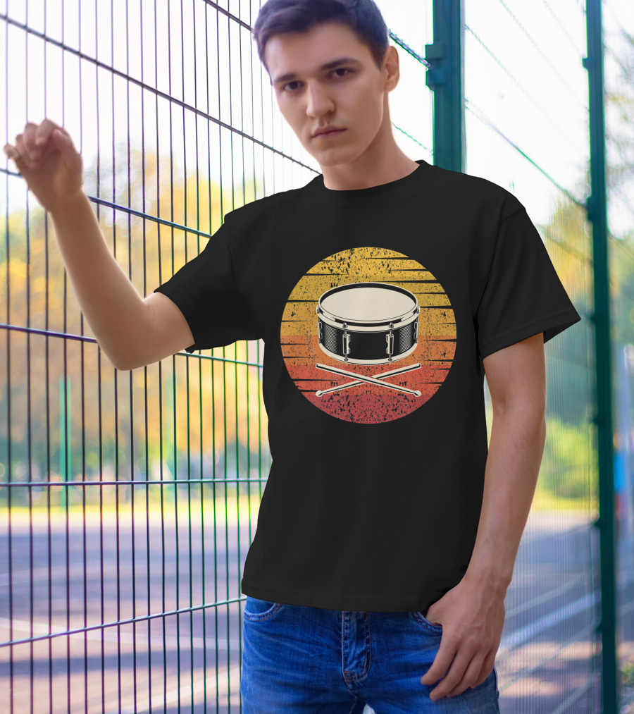 Drum Drummer Drum Band Snare Vintage Sunset T-Shirt