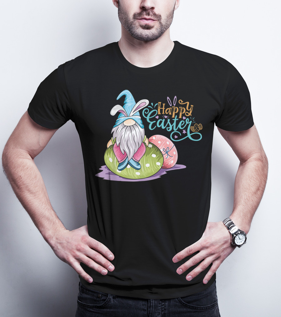 Happy Easter Gnome On Colorful Eggs T-Shirt