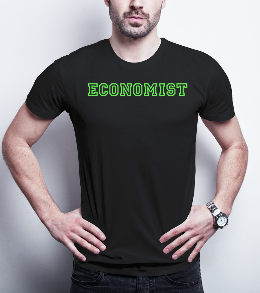 ECONOMIST Green Neon Block Lettering T-Shirt