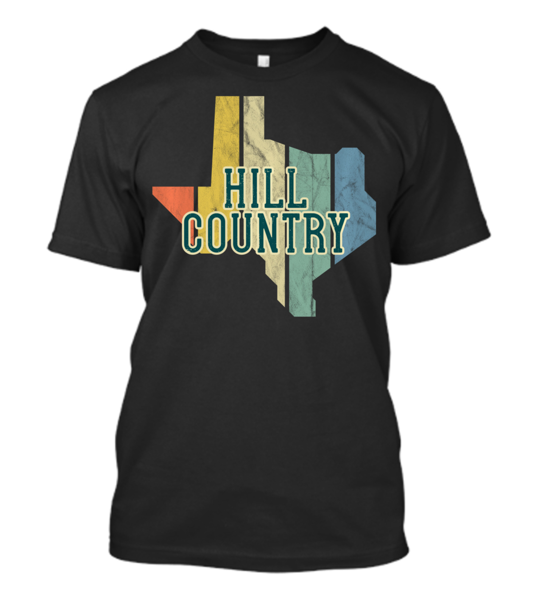 Hill Country Texas State Map Retro T-Shirt