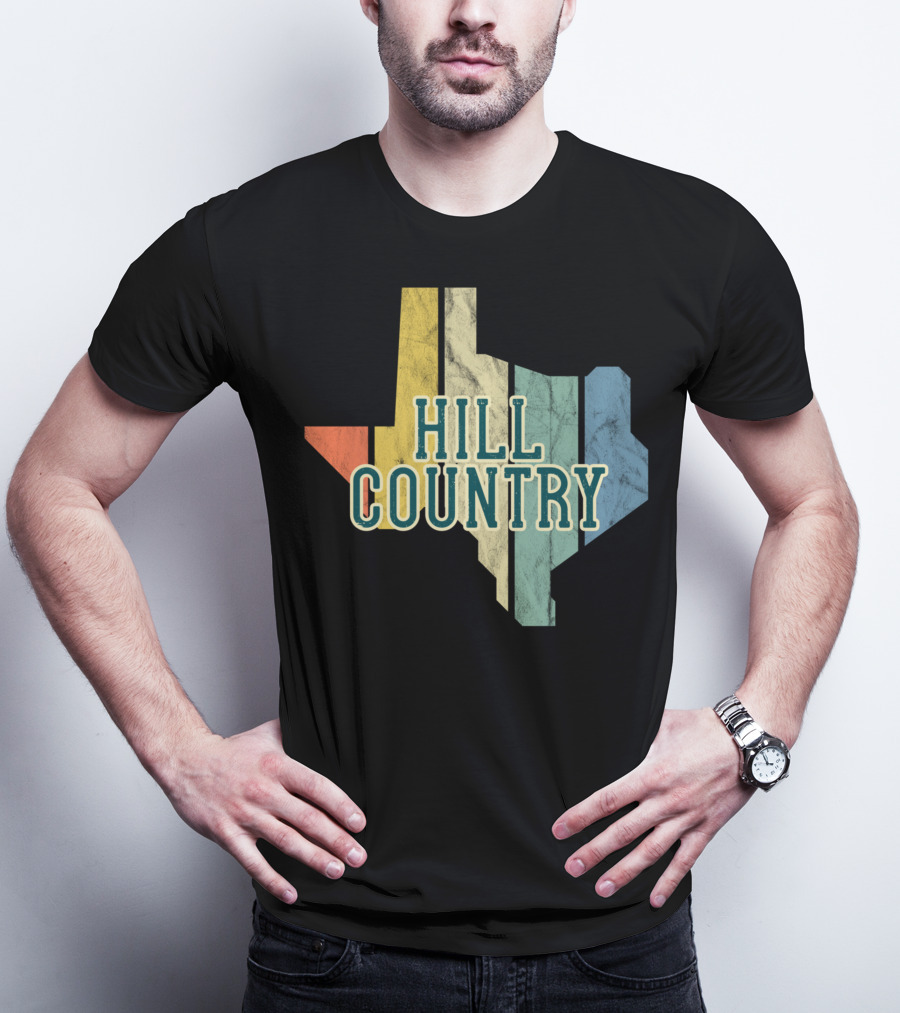 Hill Country Texas State Map Retro T-Shirt
