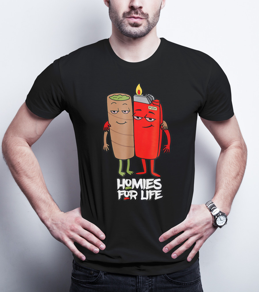 Homies For Life Weed Hugs Blunt Lighter Duo T-Shirt