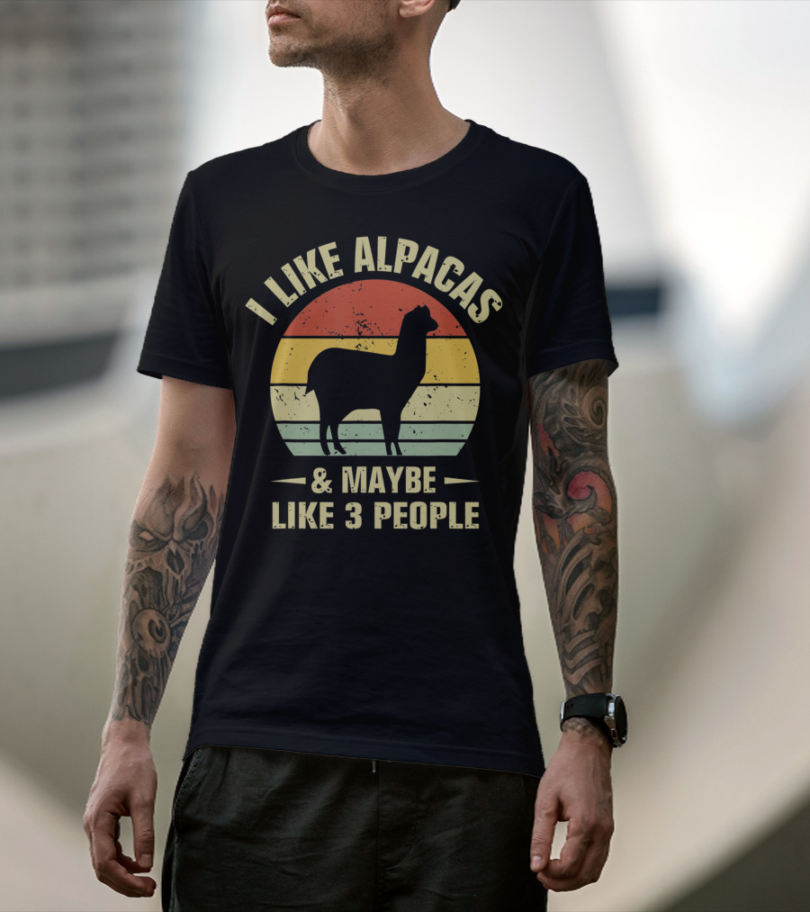 I Like Alpacas And Maybe Like 3 People Retro Alpaca Lover T-Shirt