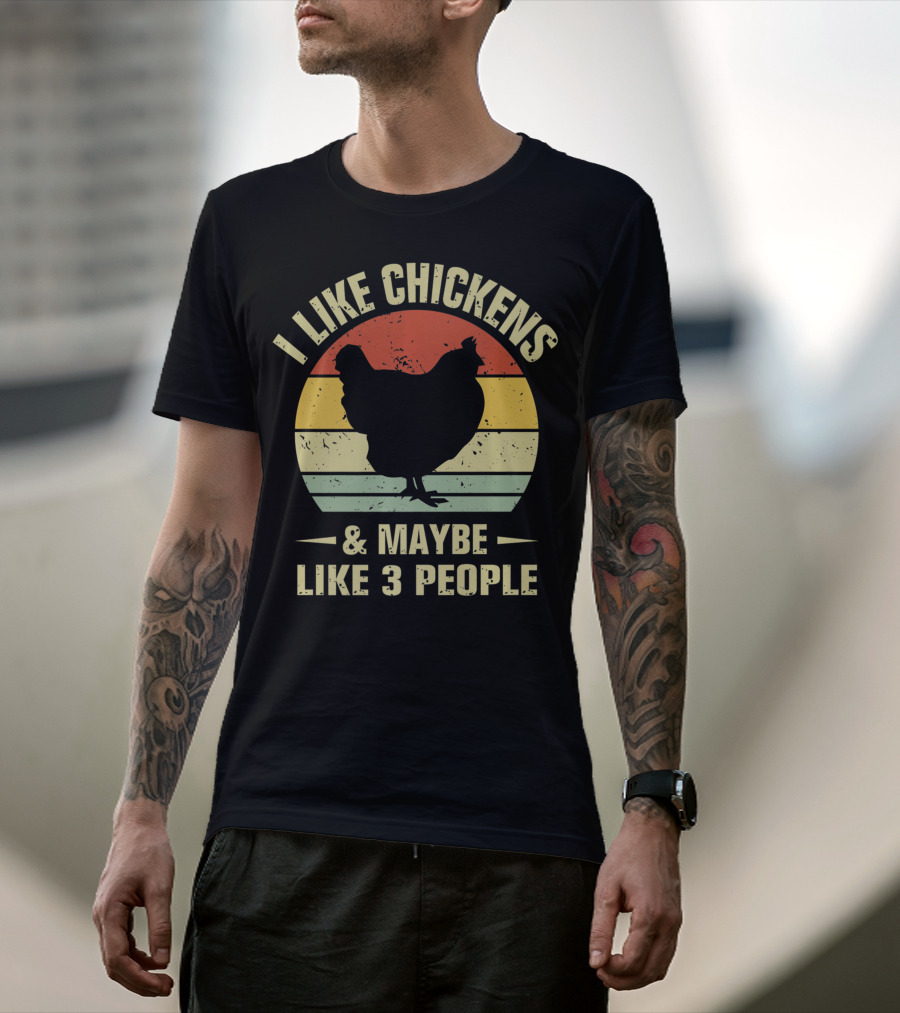 I Like Chickens And Maybe Like 3 People Vintage Chicken T-Shirt