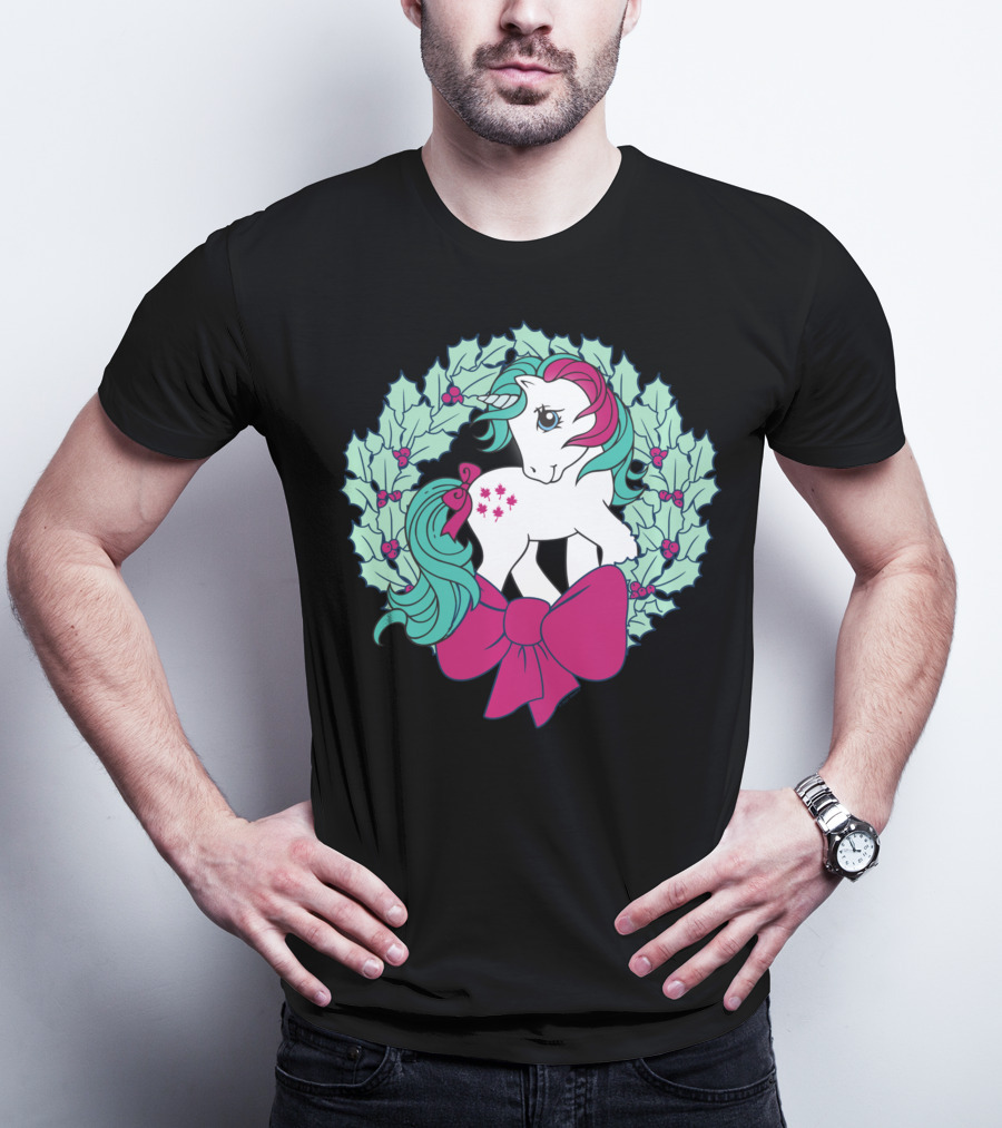 My Little Pony Christmas Holly Wreath With Bow And Pink Mane T-Shirt