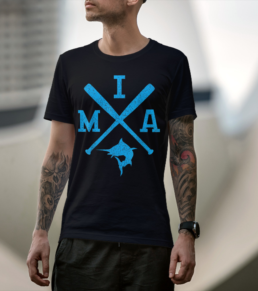 Retro Miami Baseball Bats Vintage Marlin MIA Fan T-Shirt