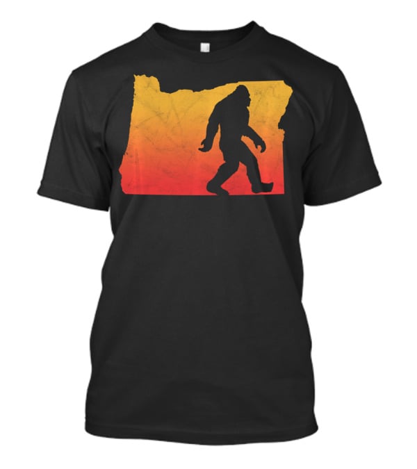 Retro Bigfoot Believer Vintage State Of Oregon Sunset T-Shirt