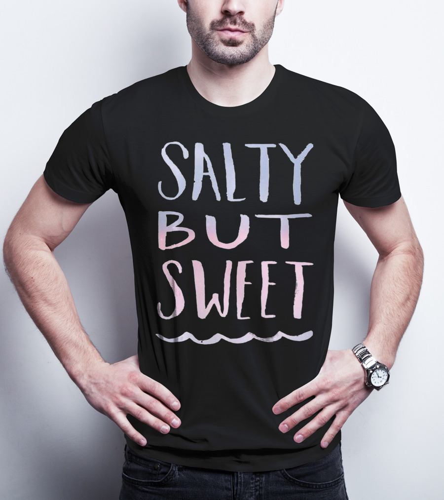 Salty But Sweet Pastel Gradient Text With Wave Line T-Shirt