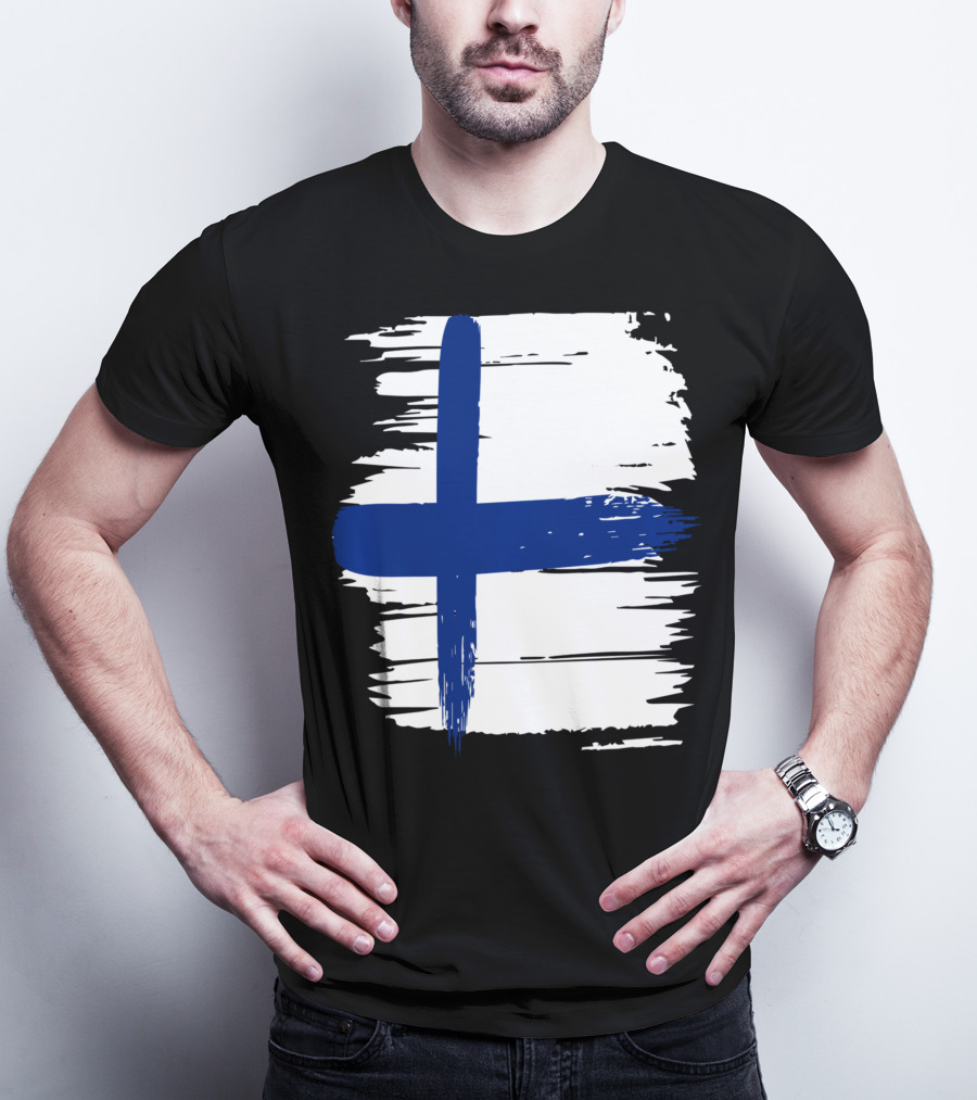 Tattered Finnish Flag In Grunge T-Shirt