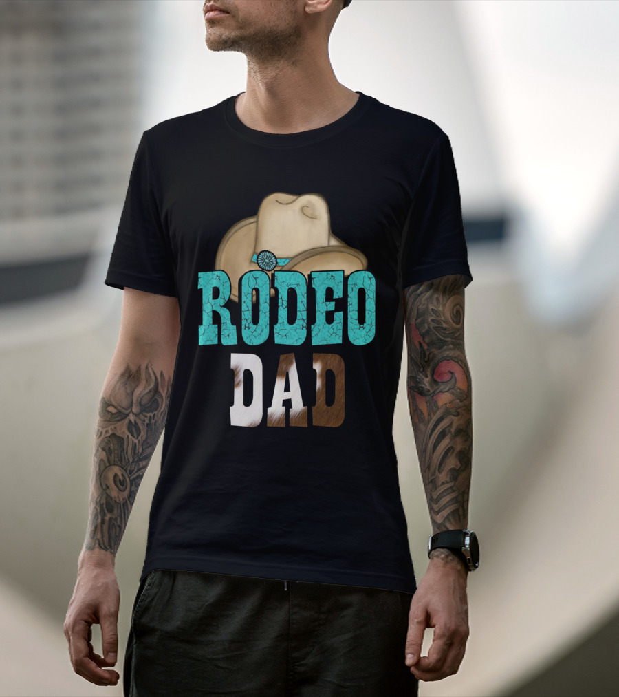 Turquoise Rodeo Dad Cowboy Hat Decor T-Shirt