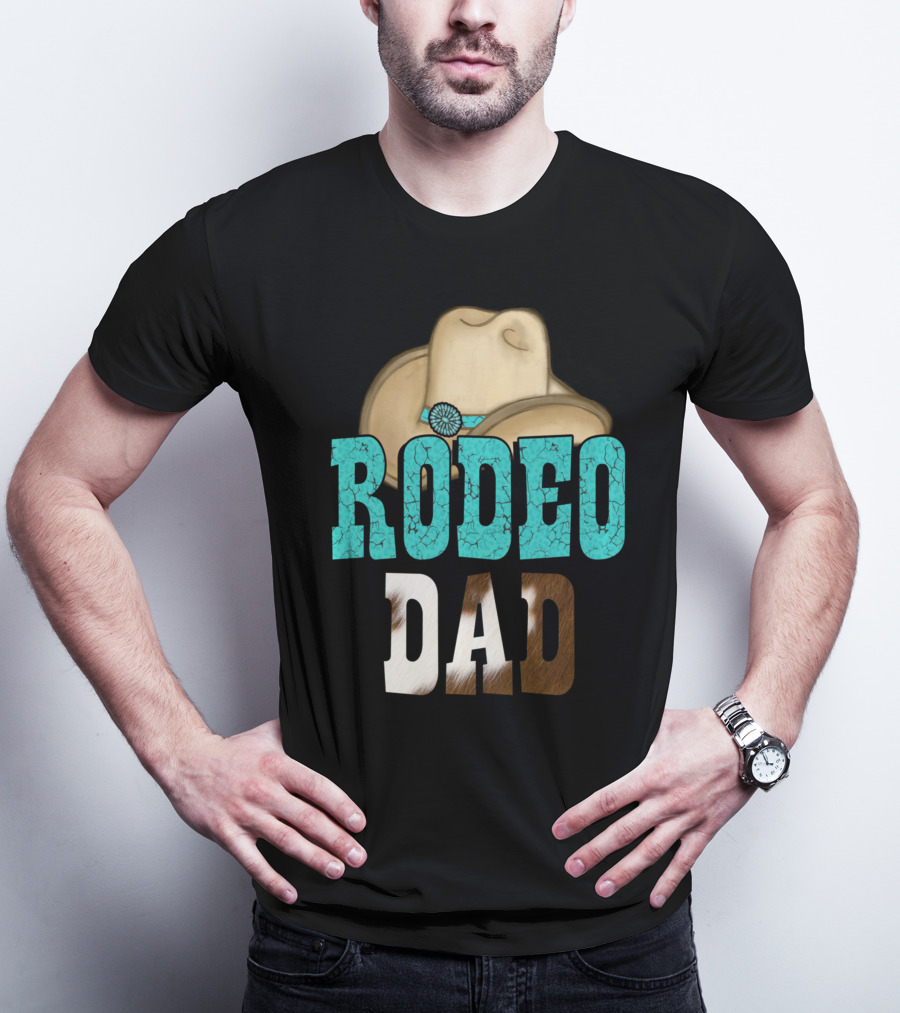 Turquoise Rodeo Dad Cowboy Hat Decor T-Shirt