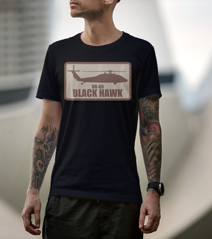 UH-60 Black Hawk Desert Subdued Patch Helicopter T-Shirt