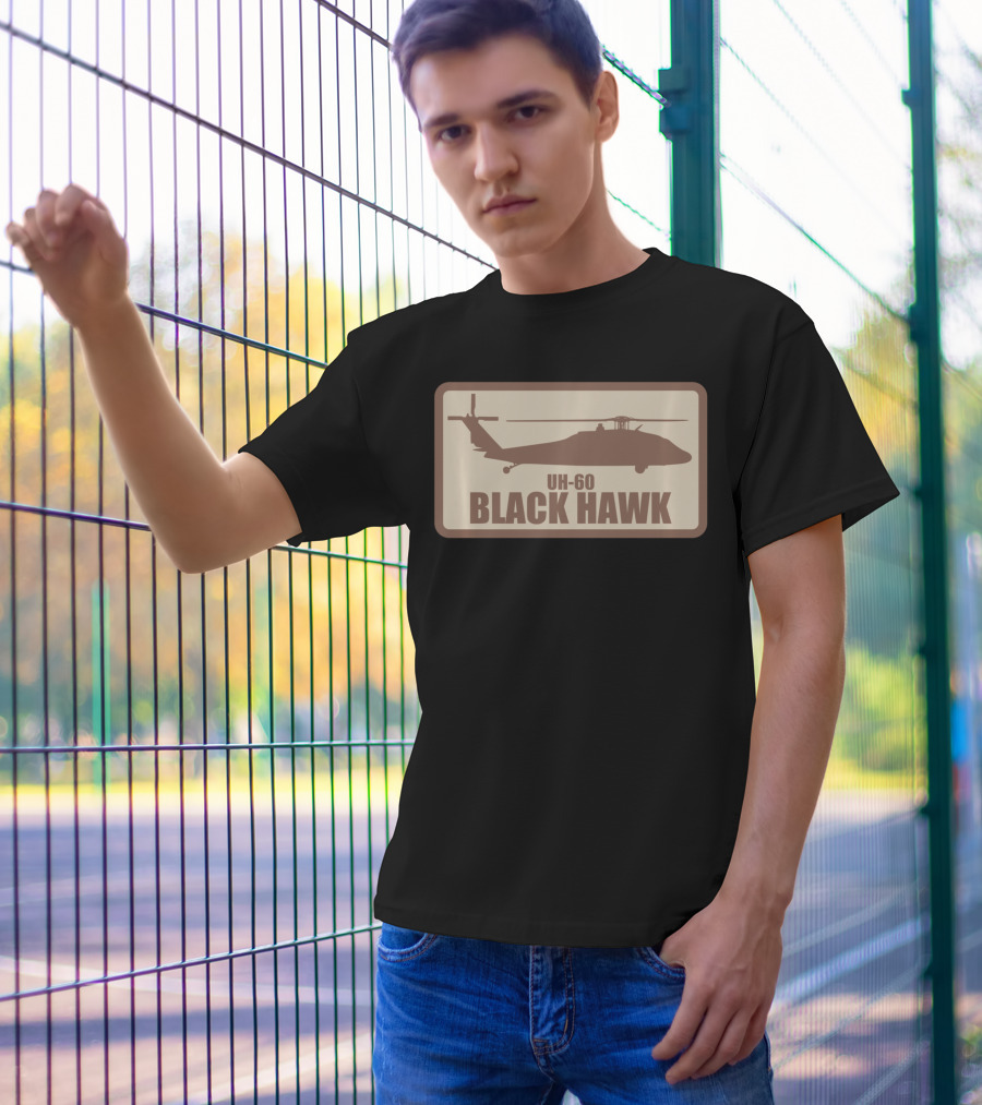 UH-60 Black Hawk Desert Subdued Patch Helicopter T-Shirt