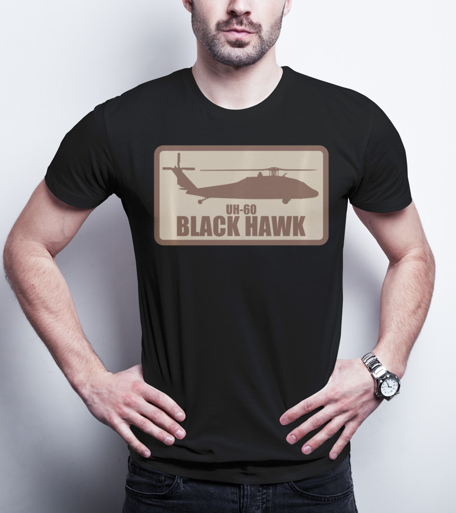 UH-60 Black Hawk Desert Subdued Patch Helicopter T-Shirt