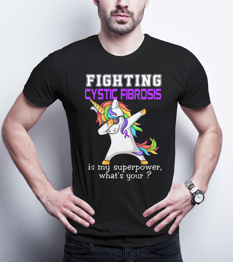 Fighting Cystic Fibrosis Unicorn Superpower Awareness T-Shirt