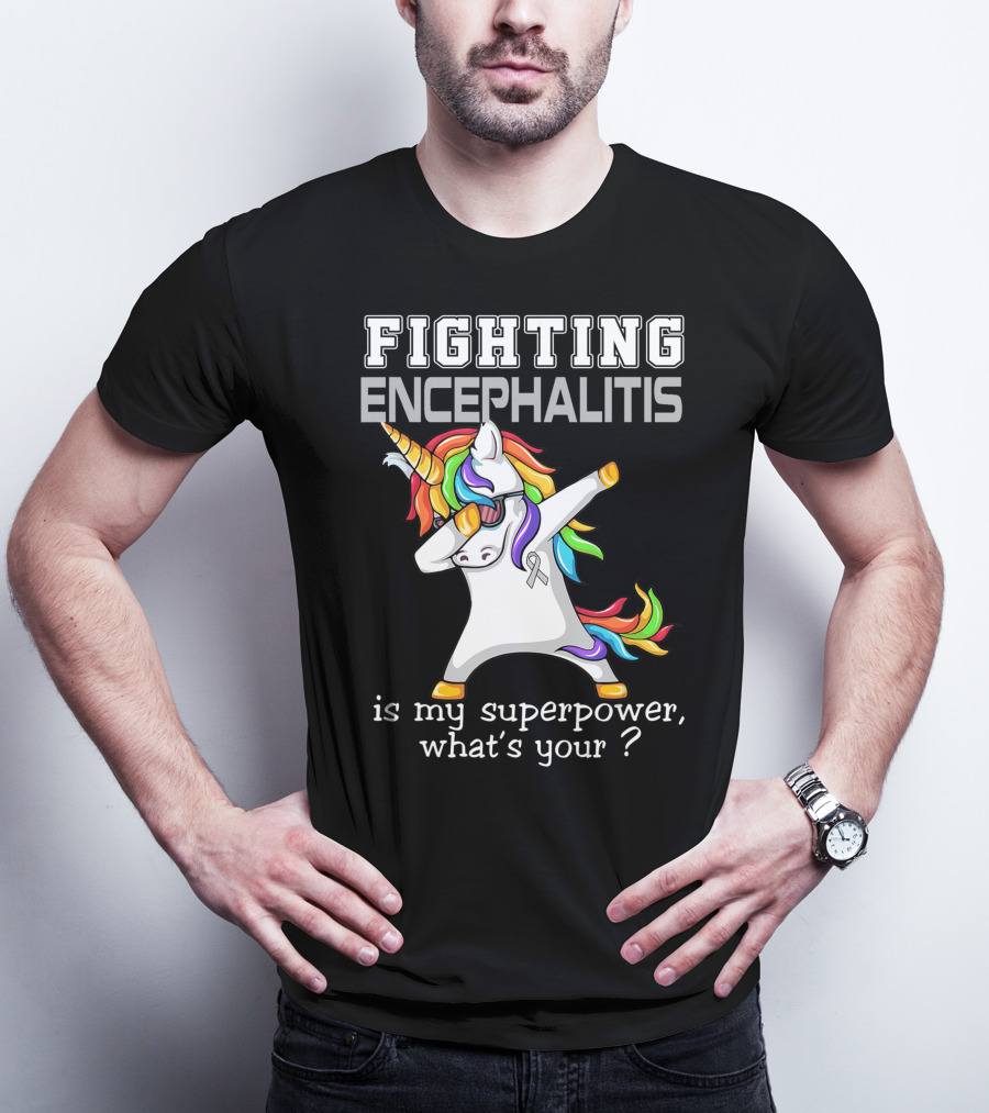Fighting Encephalitis Unicorn Superpower Awareness T-Shirt