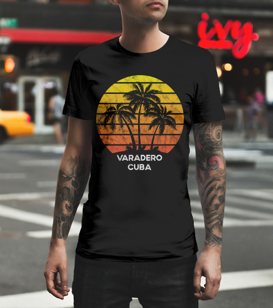 Varadero Cuba Beach Palm Tree Sunset Vacation Scene T-Shirt