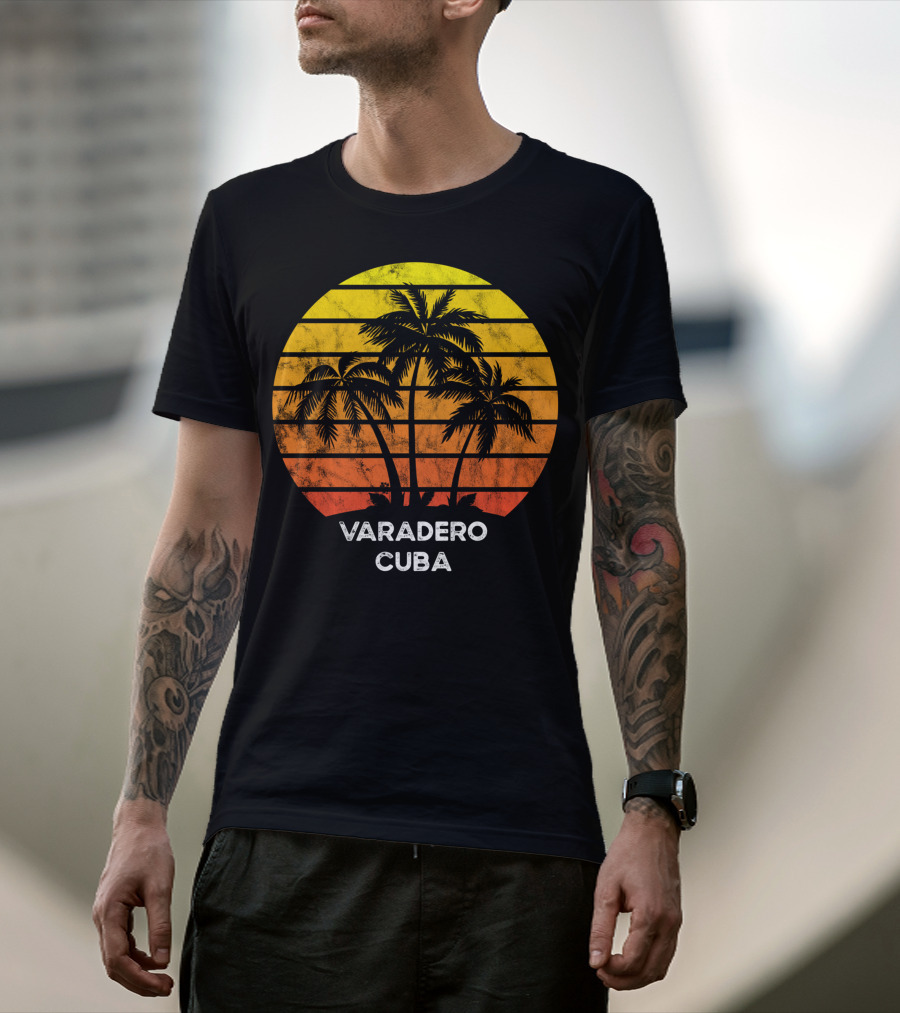 Varadero Cuba Beach Palm Tree Sunset Vacation Scene T-Shirt
