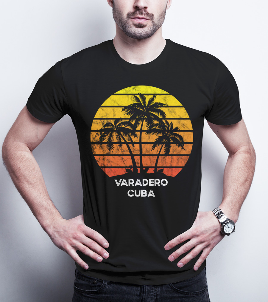 Varadero Cuba Beach Palm Tree Sunset Vacation Scene T-Shirt
