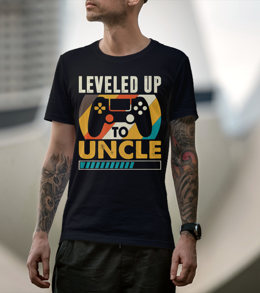 Leveled Up To Uncle Retro Gaming Controller Pregnancy Announcement T-Shirt
