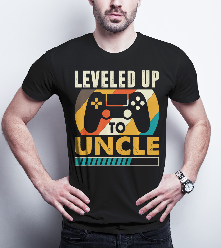 Leveled Up To Uncle Retro Gaming Controller Pregnancy Announcement T-Shirt