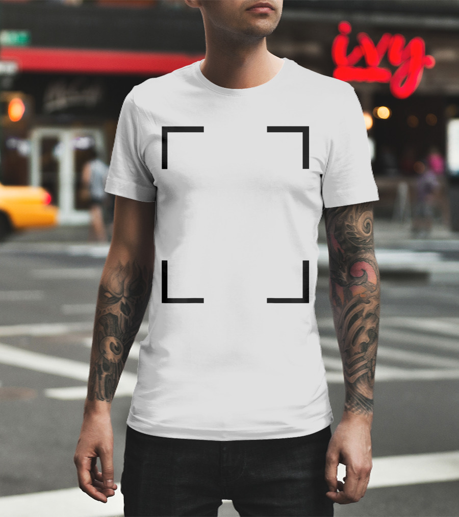 Art Frame Empty Corners Minimalist Black Square T-Shirt