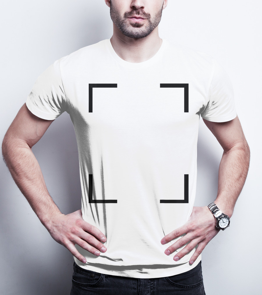 Art Frame Empty Corners Minimalist Black Square T-Shirt