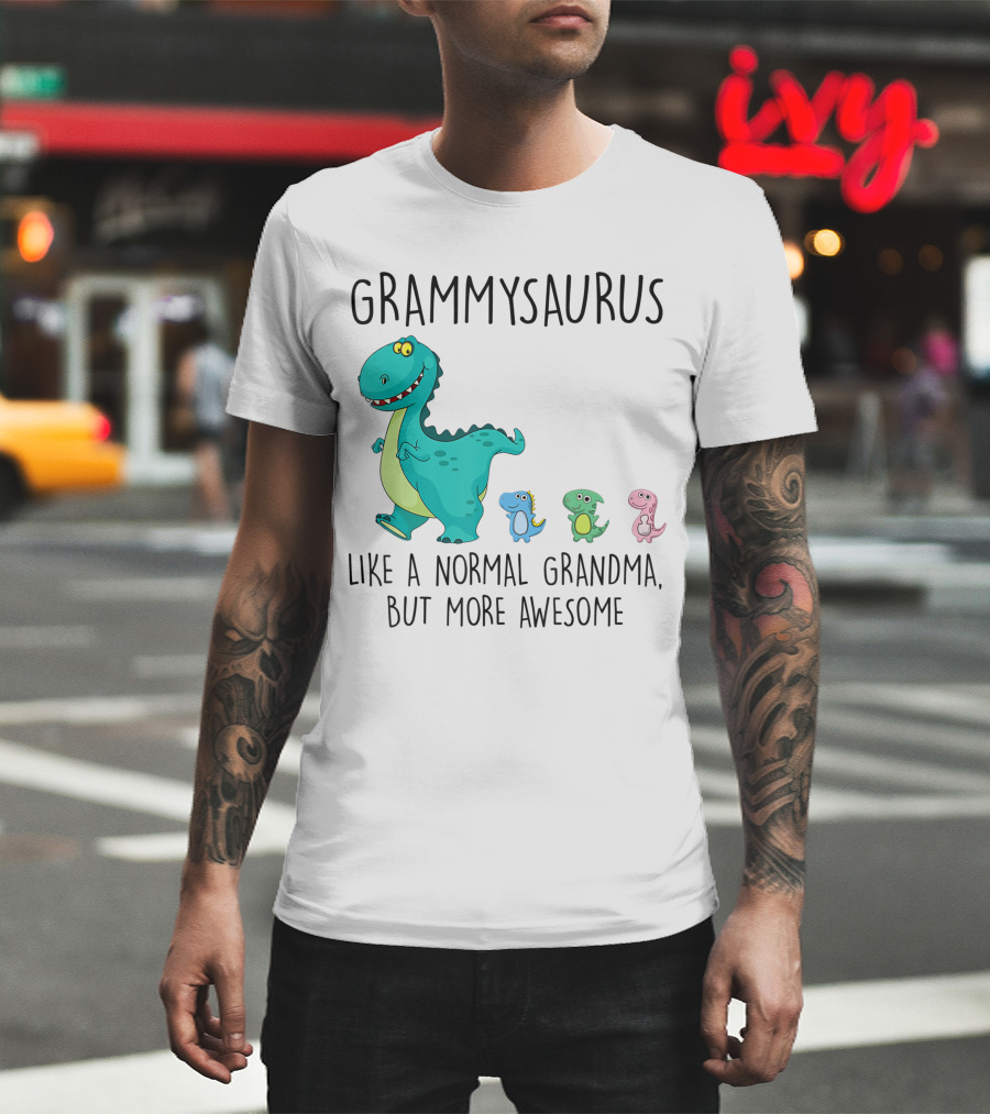 Grammysaurus Like A Normal Grandma But More Awesome Colorful Dinosaur Family T-Shirt