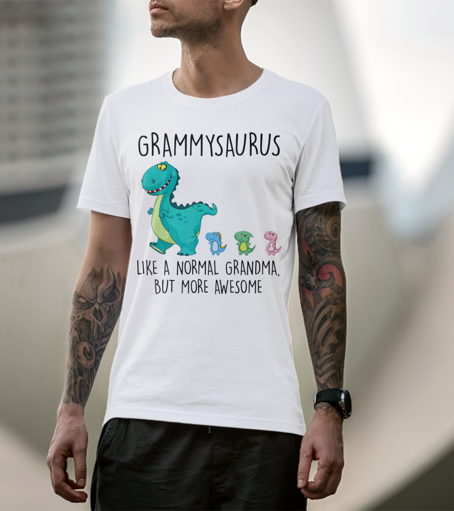 Grammysaurus Like A Normal Grandma But More Awesome Colorful Dinosaur Family T-Shirt