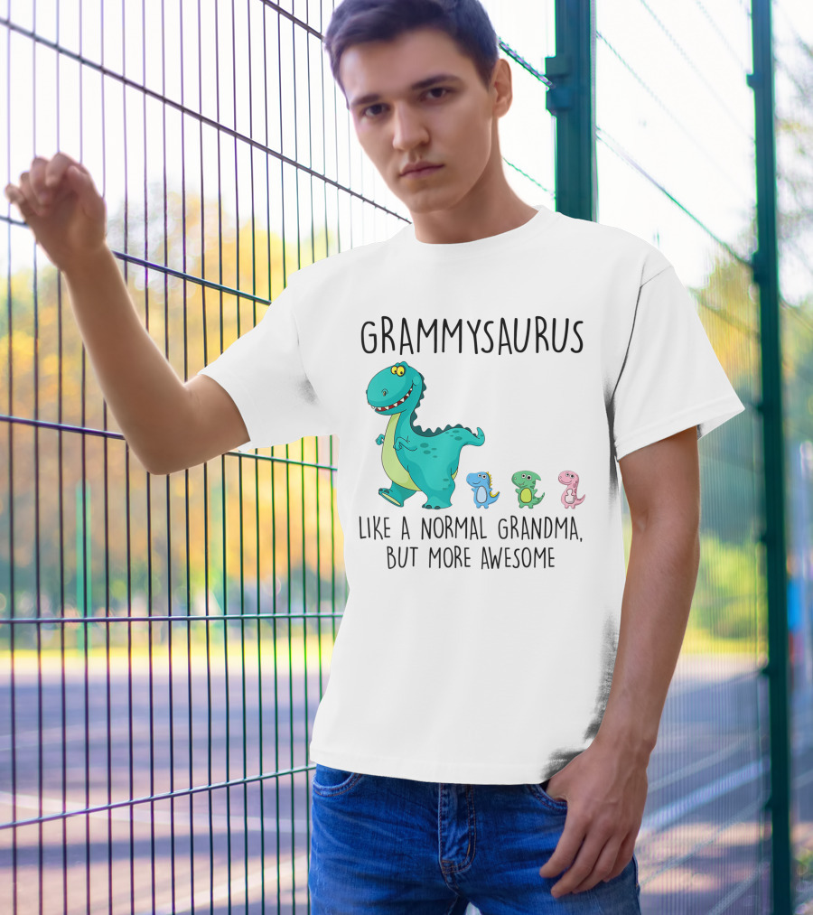 Grammysaurus Like A Normal Grandma But More Awesome Colorful Dinosaur Family T-Shirt