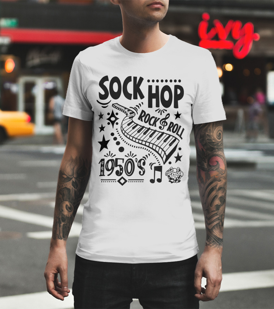 Sock Hop Rock Roll 1950s Piano Music Party T-Shirt